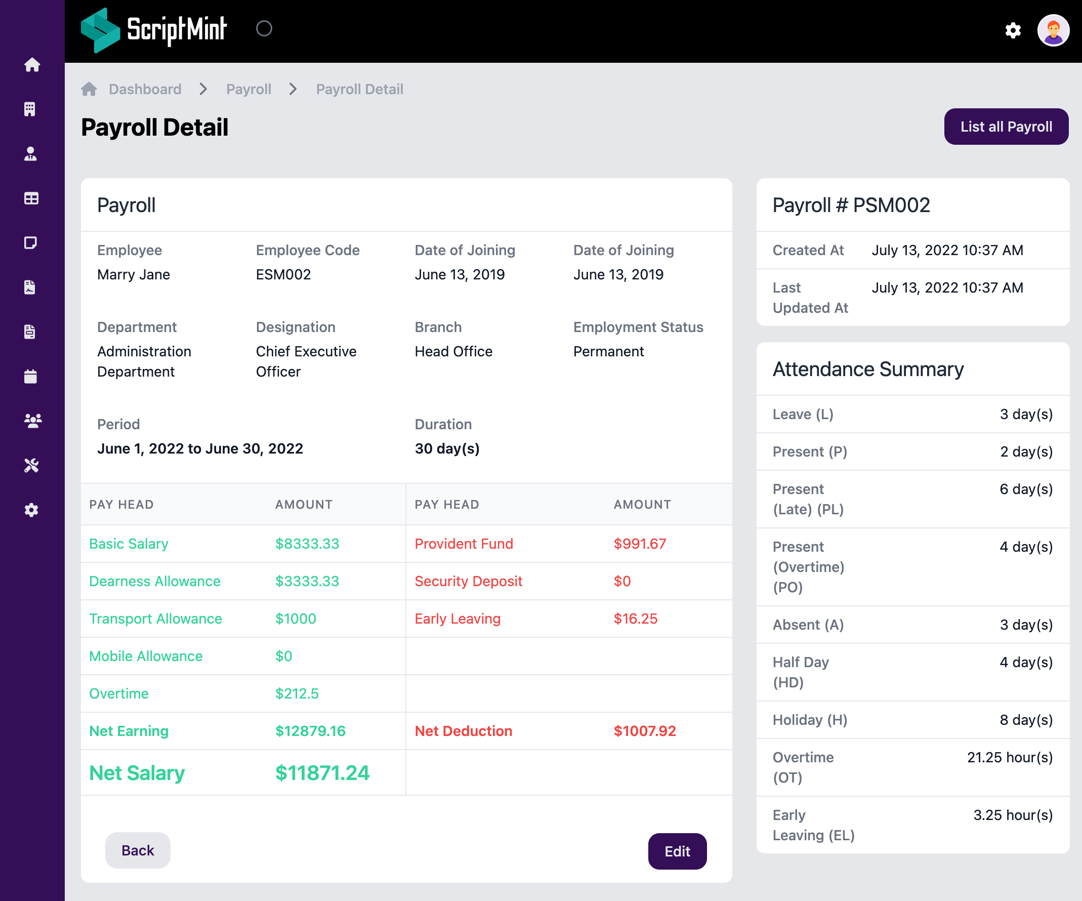 Lite HRM - Advance HRM Solution for Leave, Attendance, Payroll & Task by ScriptMint